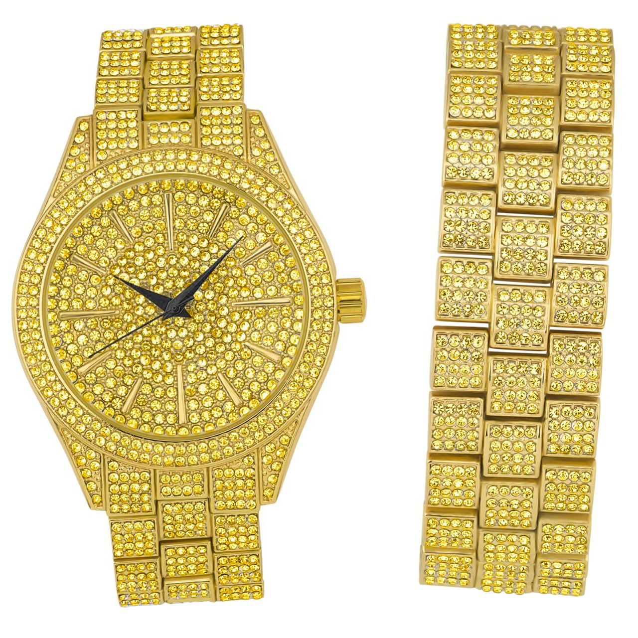 Full Iced Out Bling Watch Bracelet Set - gold / gold | ICED-OUT.BIZ